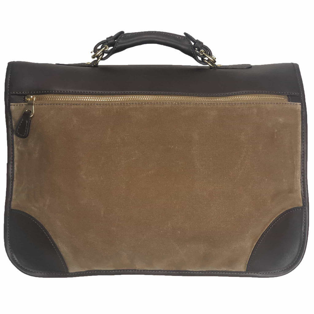 Anglers Bag Wax Canvas w Dark Brown Leather | Atomic Goods