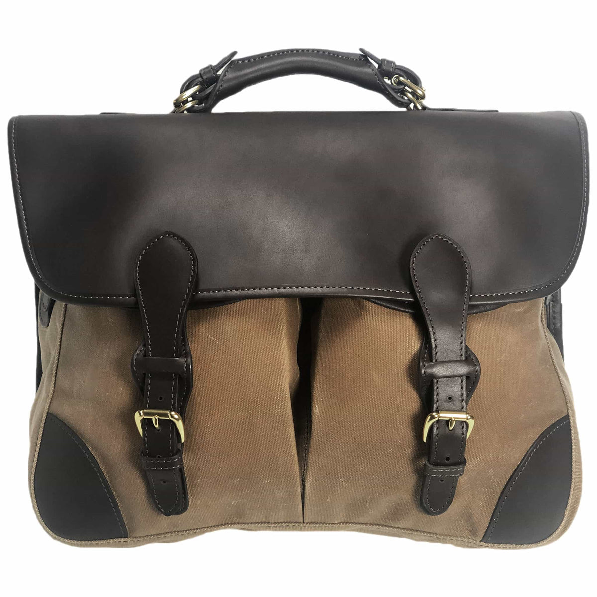 Anglers Bag Wax Canvas w Dark Brown Leather | Atomic Goods